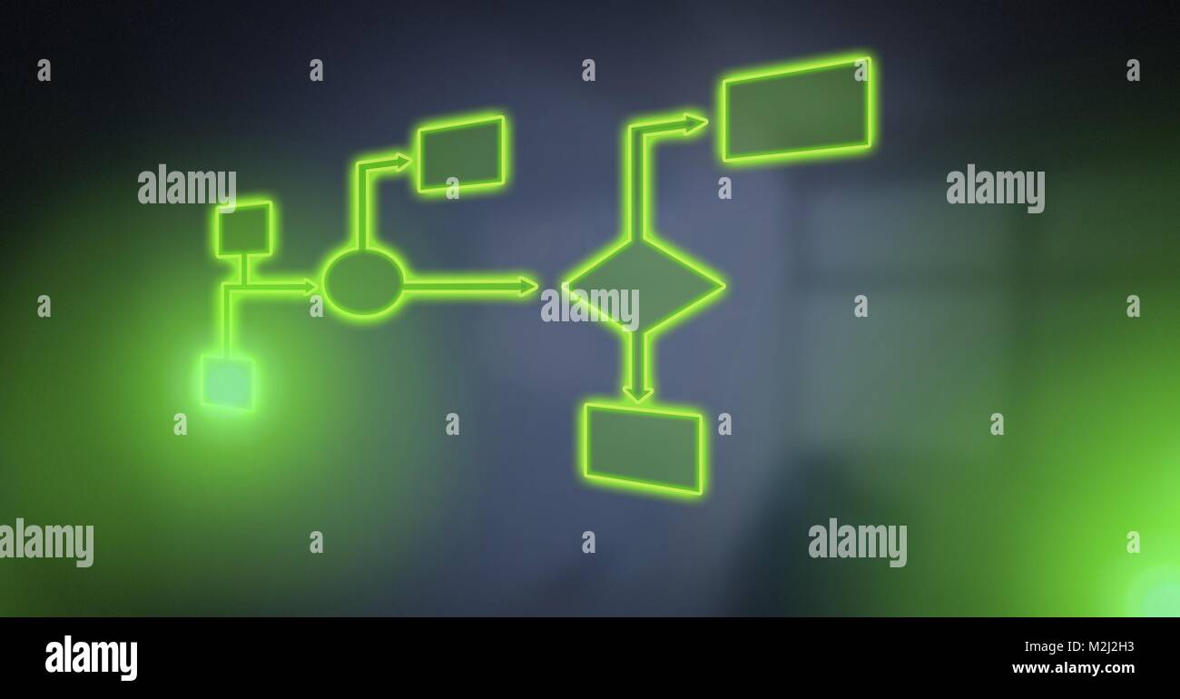 green wireframe illuminated Stock Photo - Alamy