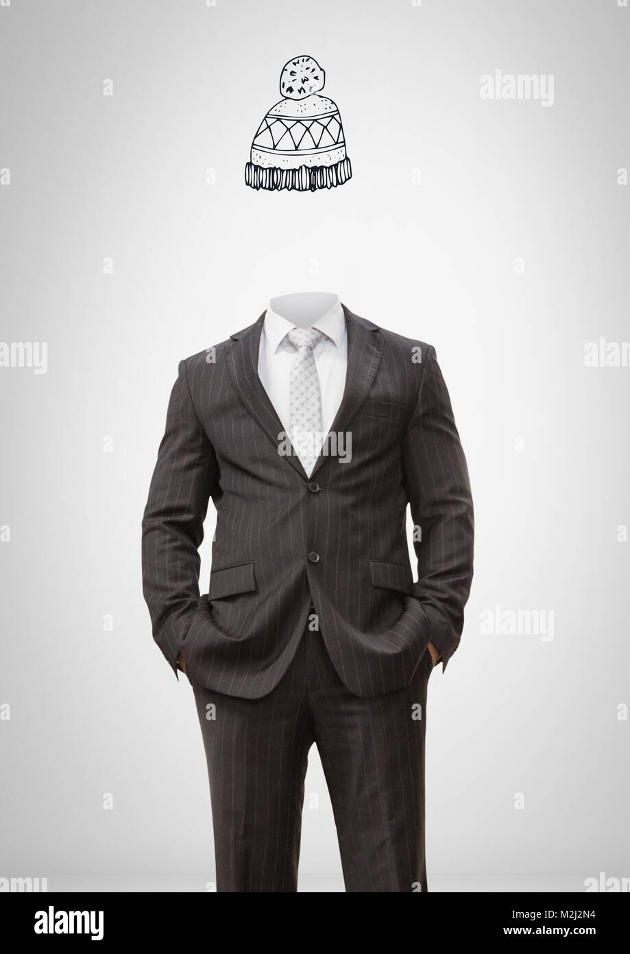 Headless man with surreal floating hat drawing Stock Photo - Alamy