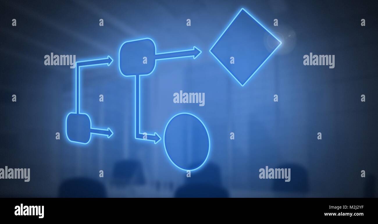 blue wireframe in dark office Stock Photo - Alamy