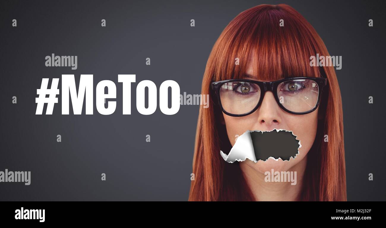 Me Too Woman with torn paper on mouth #MeToo Stock Photo - Alamy