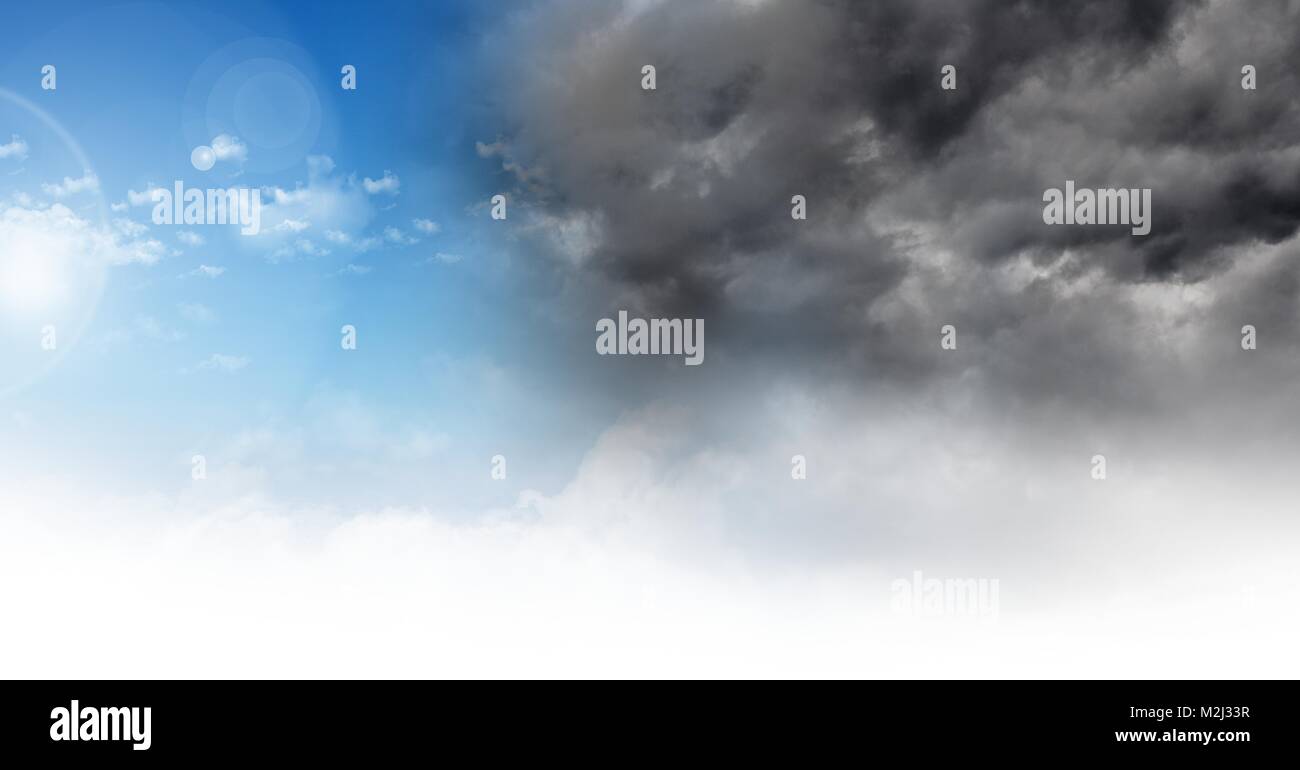 Grey sky and blue sky weather change transition Stock Photo - Alamy