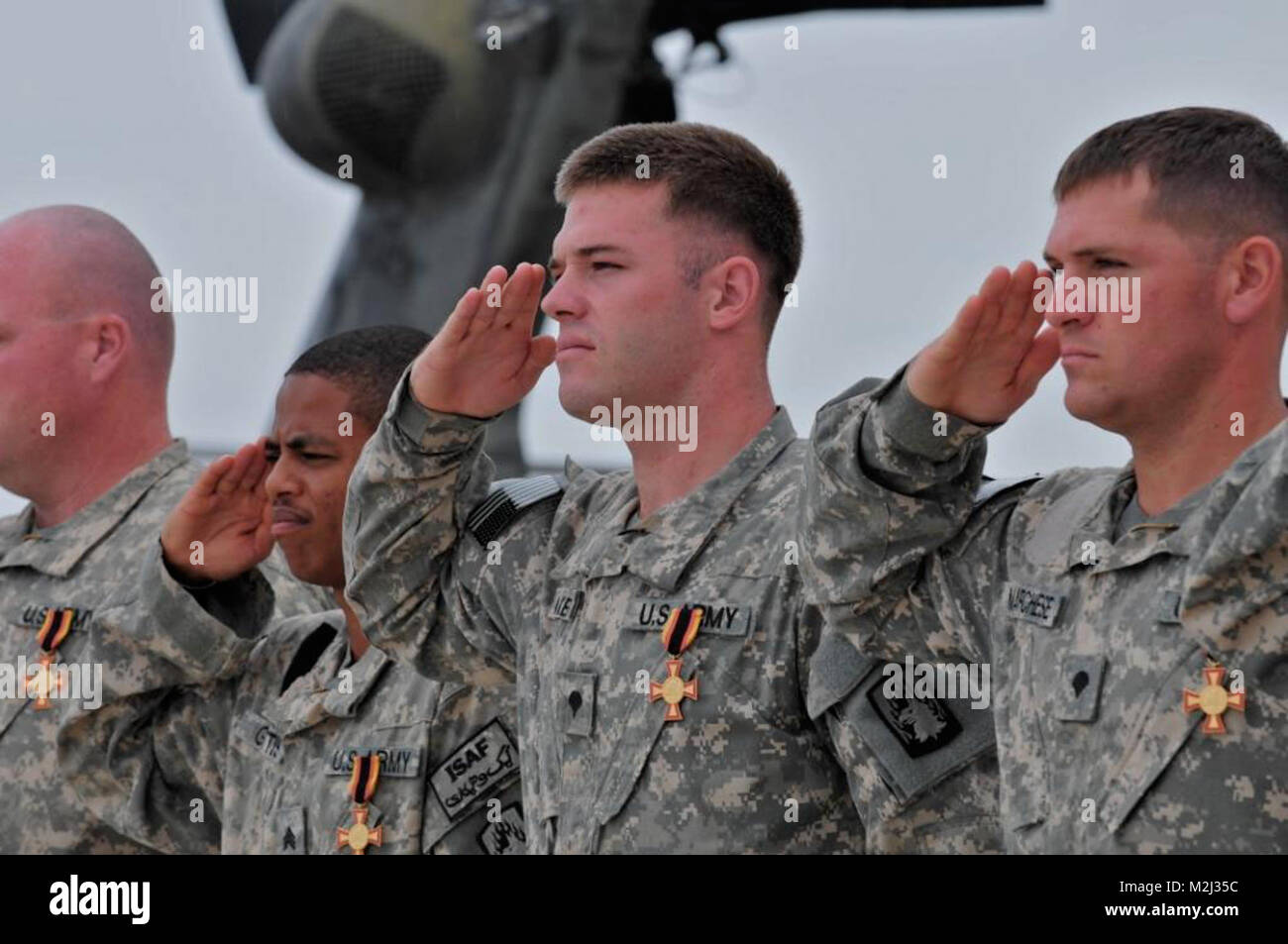 Soldiers salute during ceremony by EUCOM Stock Photo - Alamy