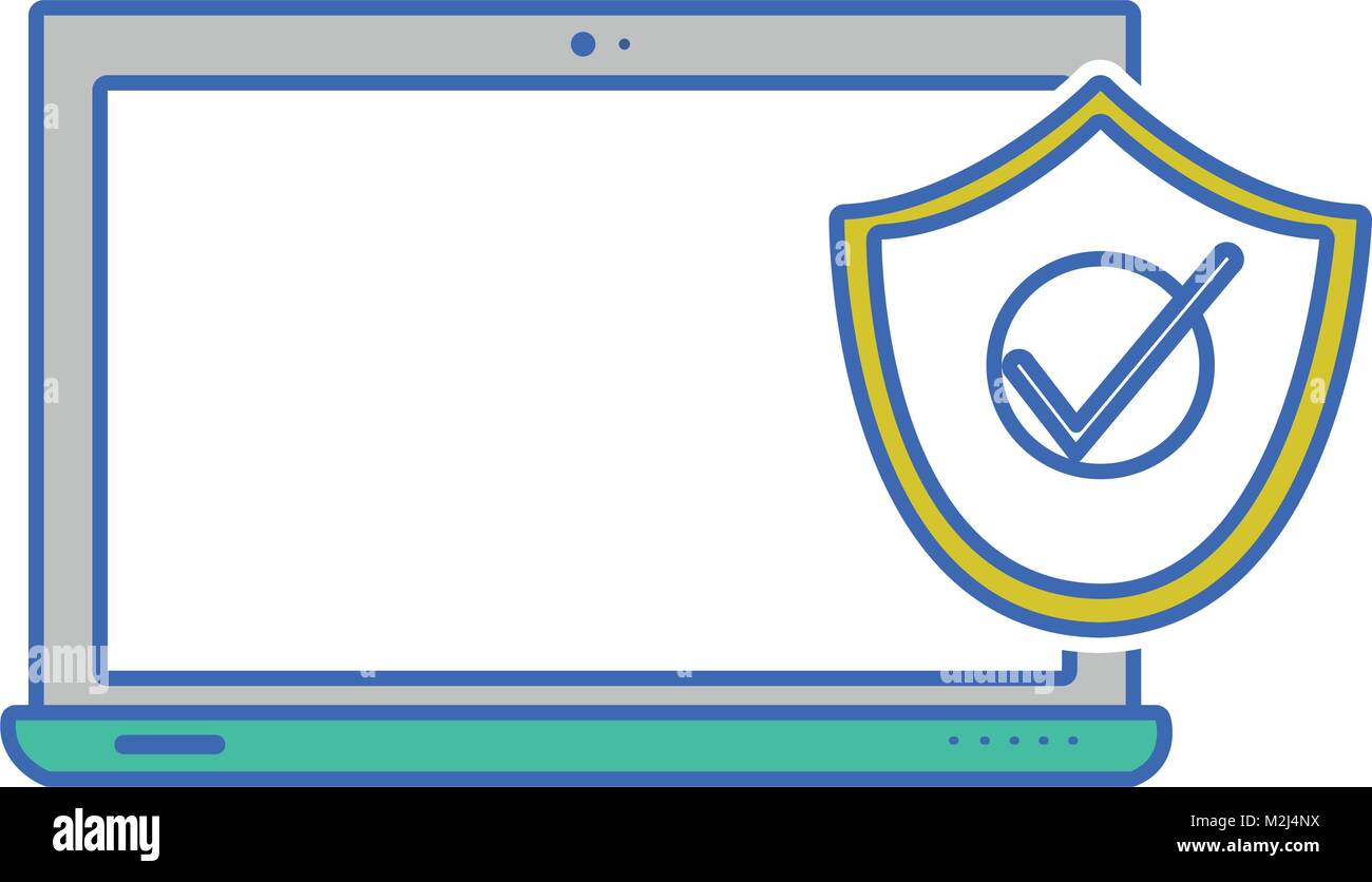 screen laptop technology with shield security Stock Vector Image & Art ...