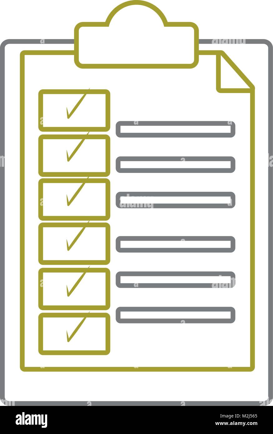yellow line folder with document paper and check list Stock Vector ...