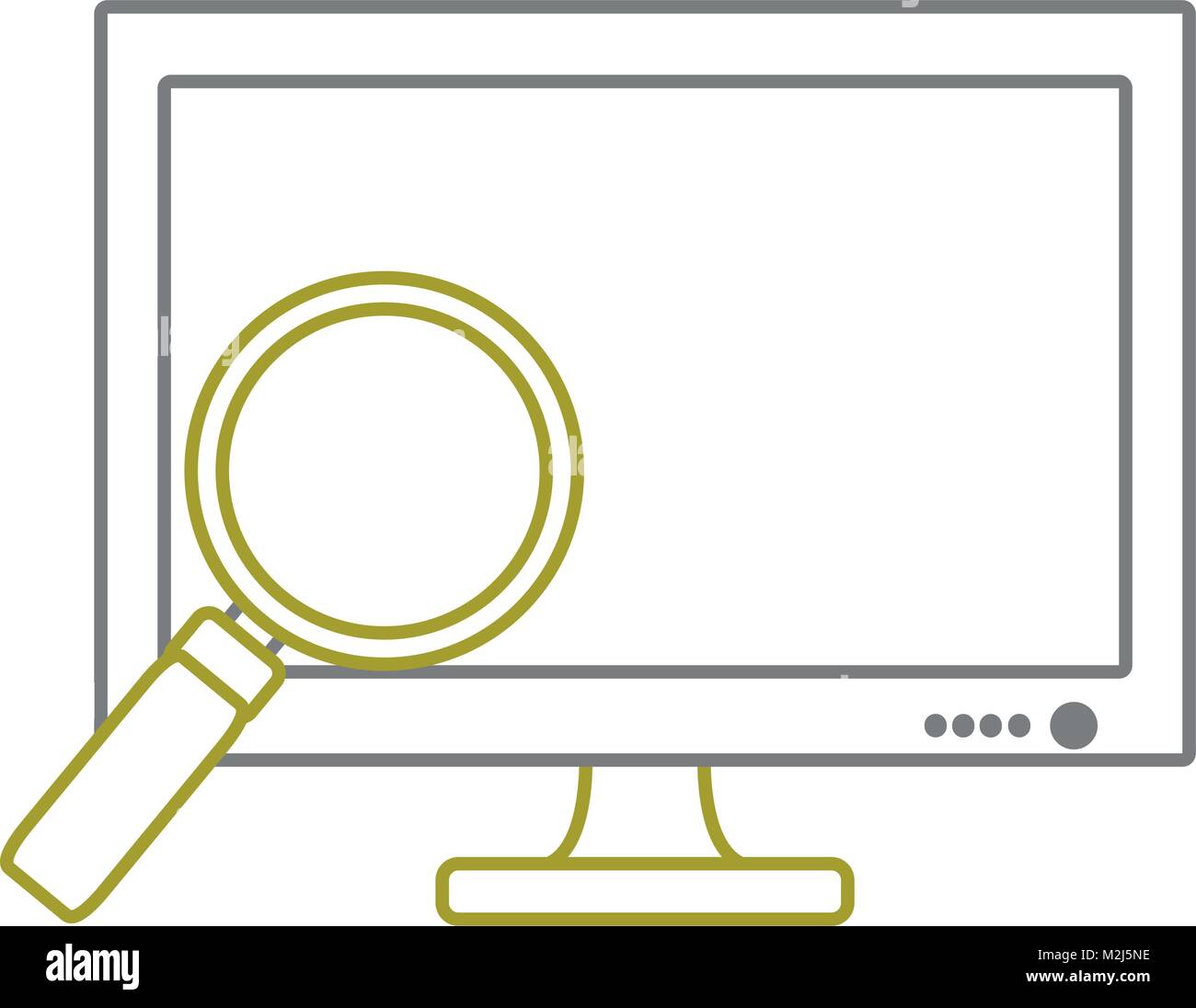 yellow line screen computer technology with magnifying glass Stock ...