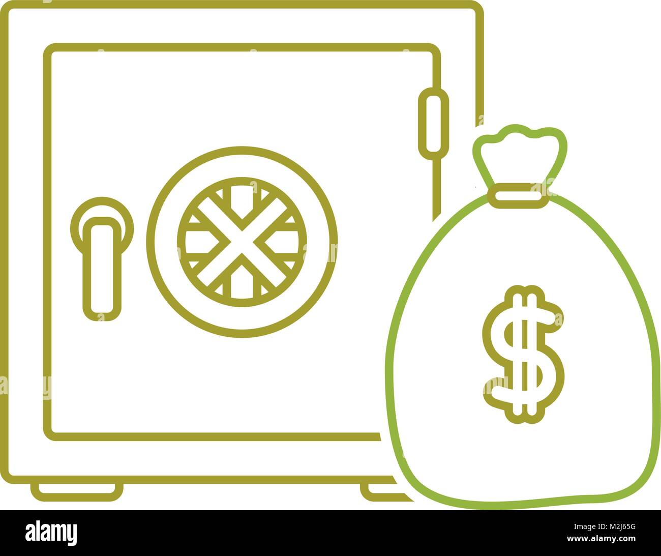 yellow line strong box and bag with peso symbol Stock Vector Image ...