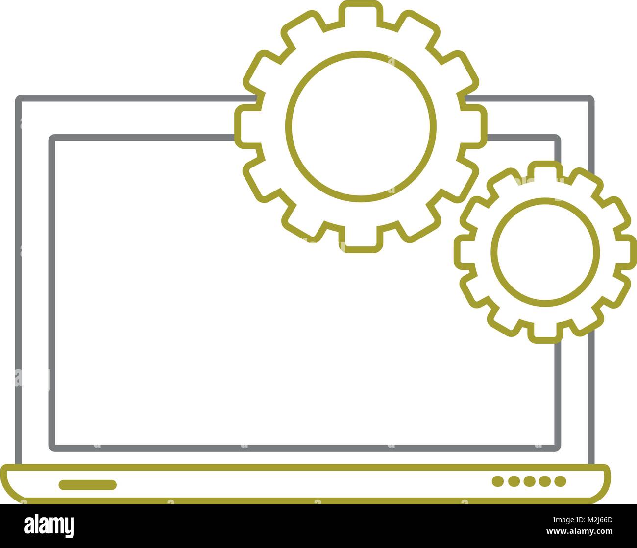 yellow line screen laptop technology with gears process Stock Vector ...