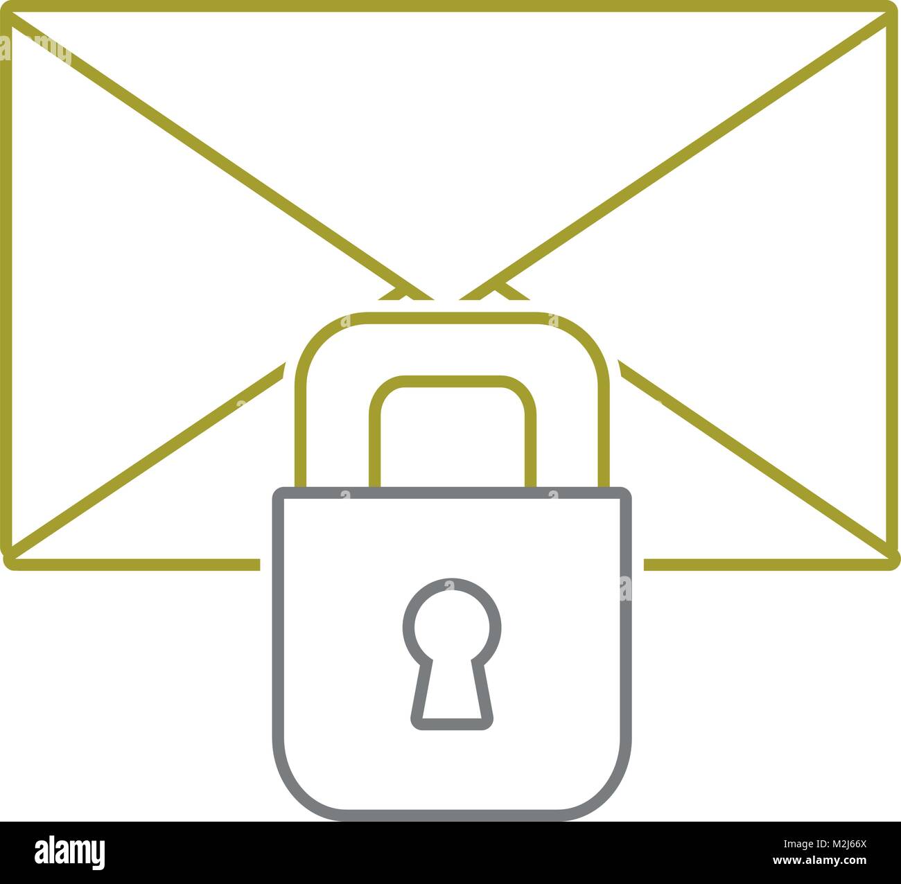 yellow line letter text message with padlock security Stock Vector ...