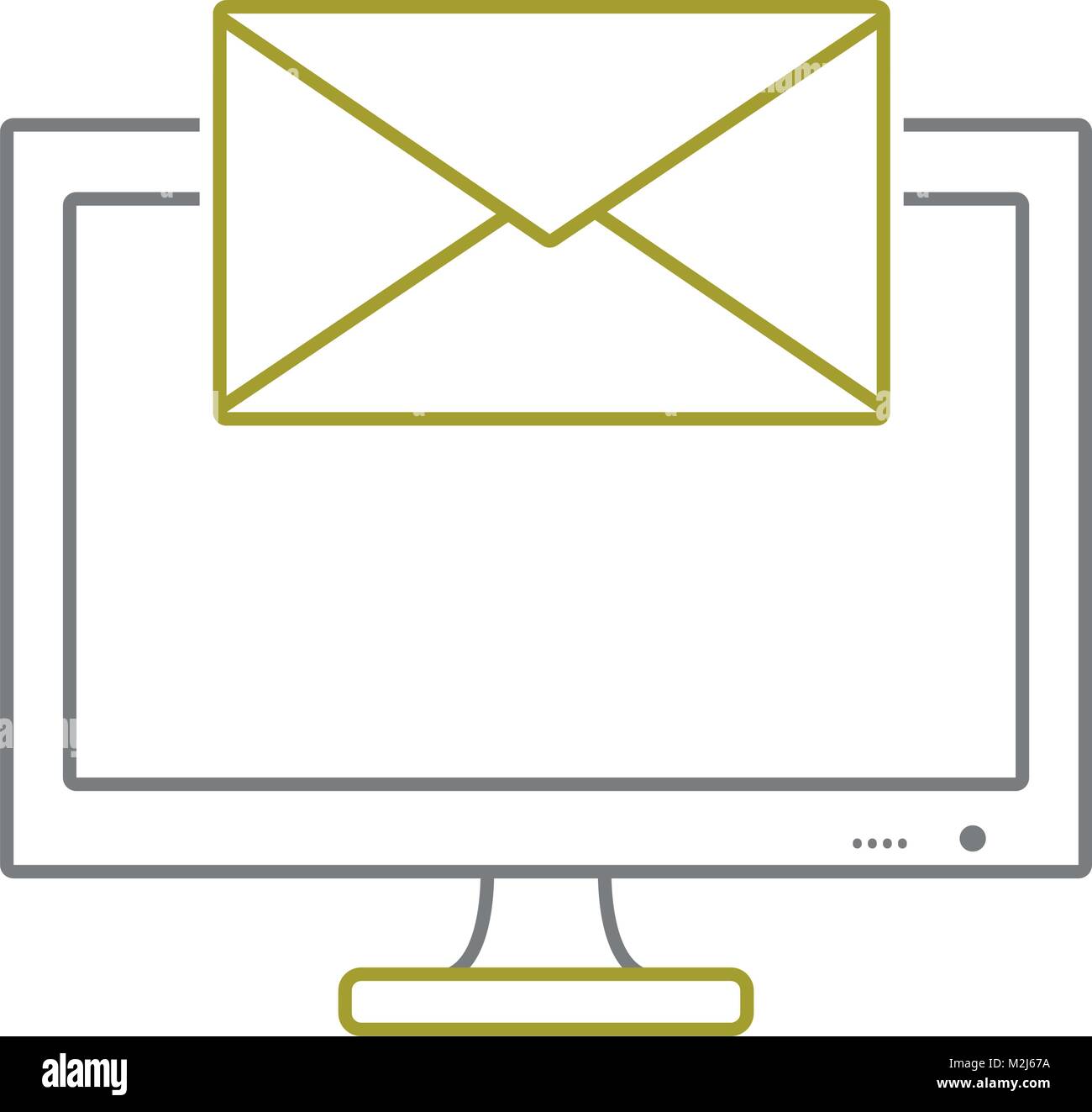 yellow line screen computer with text letter message Stock Vector Image ...