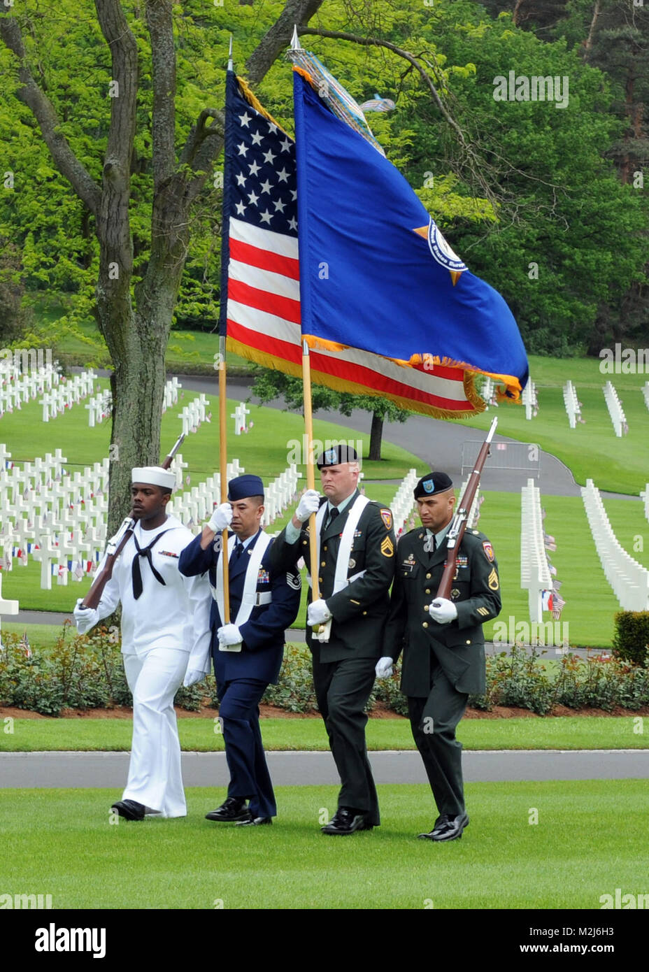 A joint color guard marches during Memorial Day ceremony by EUCOM Stock ...