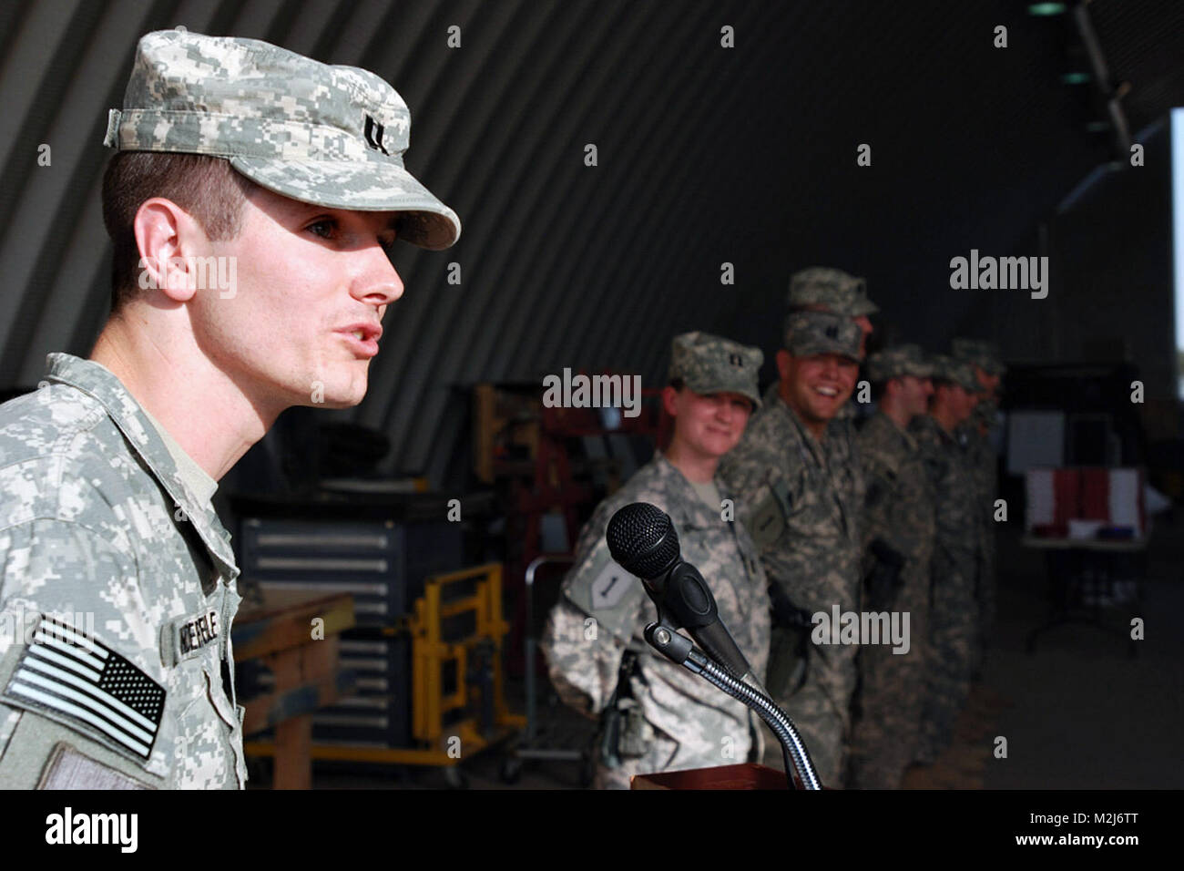 Making a brief speech by 1st Armored Division and Fort Bliss Stock ...
