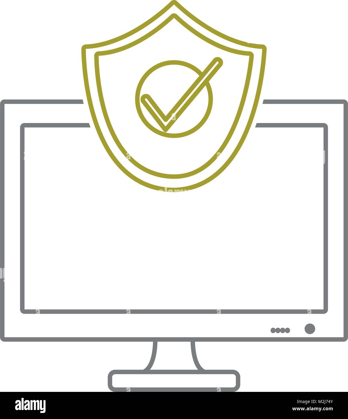 yellow line screen computer technology with security shield Stock ...