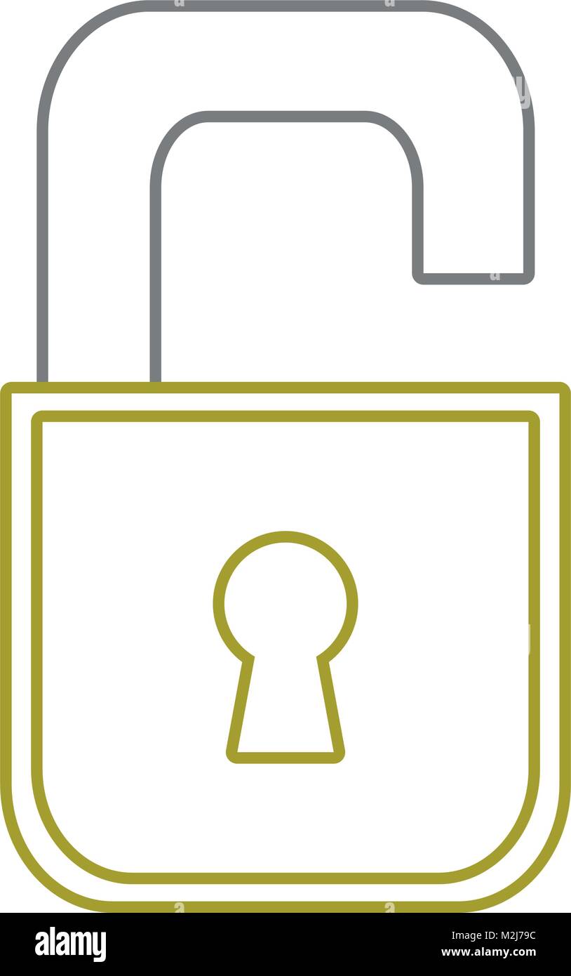 yellow line security open padlock object protection Stock Vector Image ...