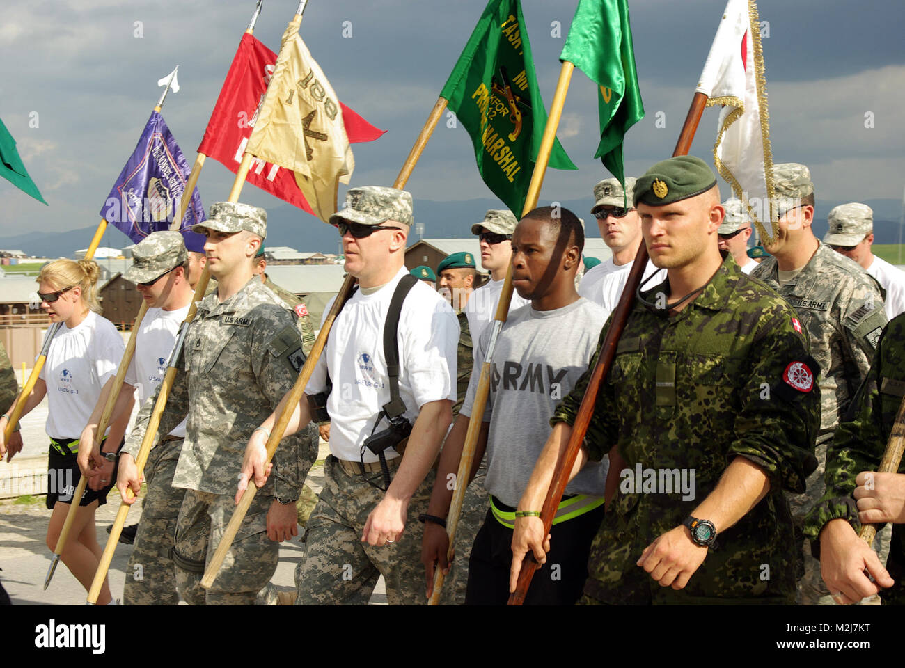 American and Danish soldiers march in parade by EUCOM Stock Photo - Alamy