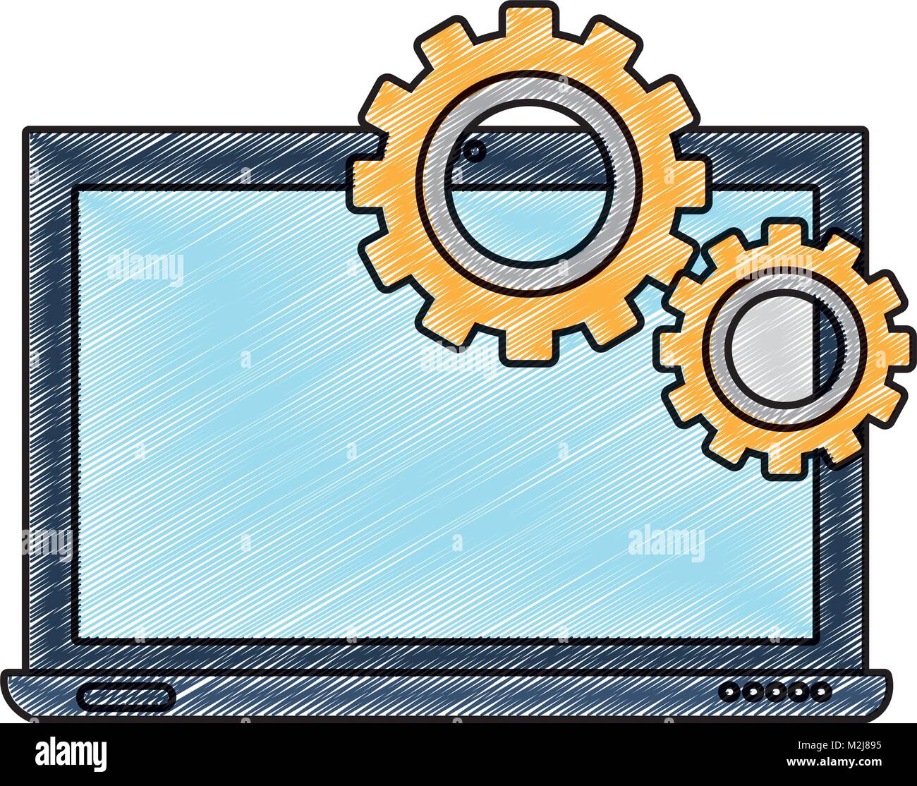 grated screen laptop technology with gears process Stock Vector Image ...