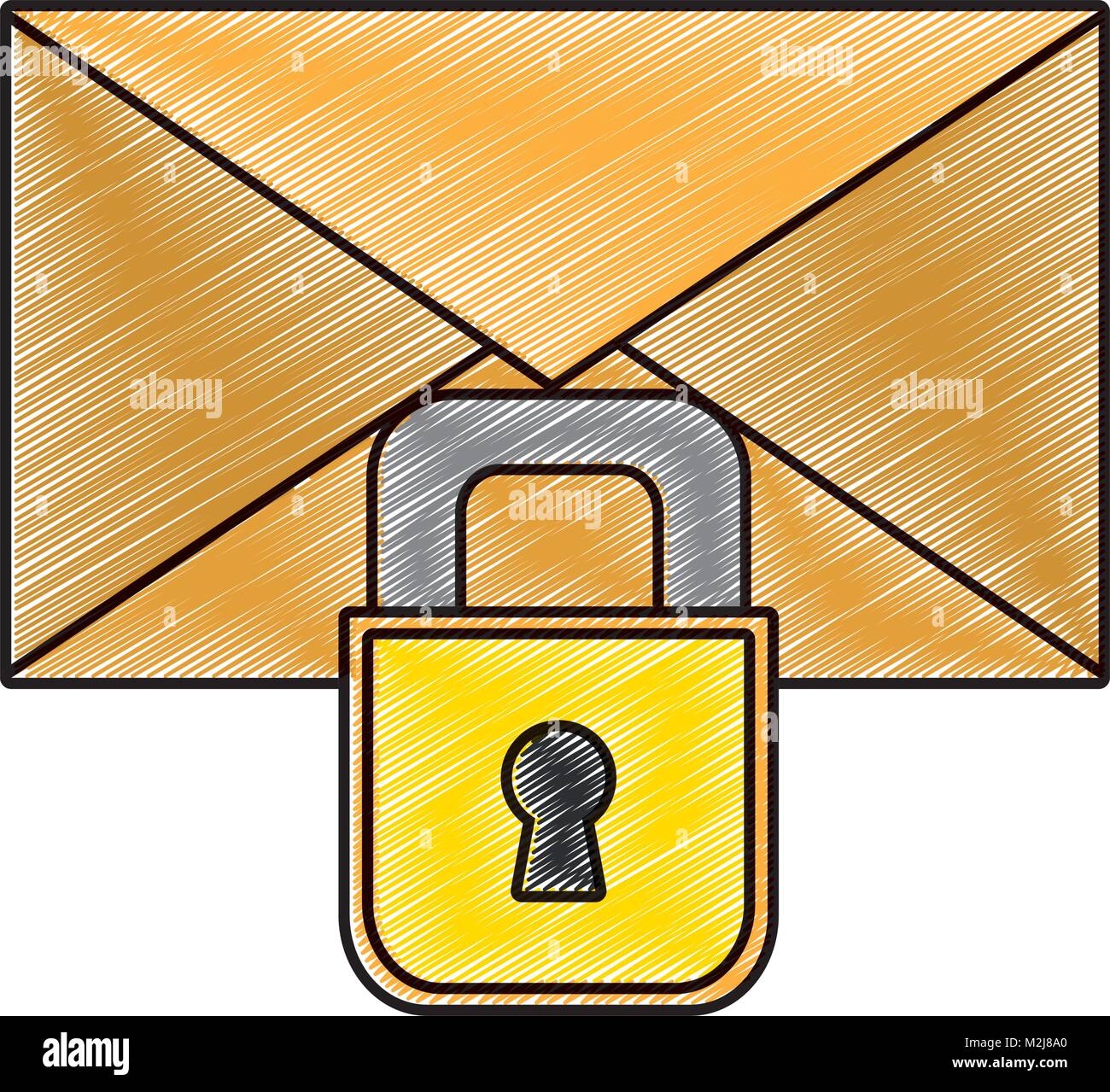 grated letter text message with padlock security Stock Vector Image ...