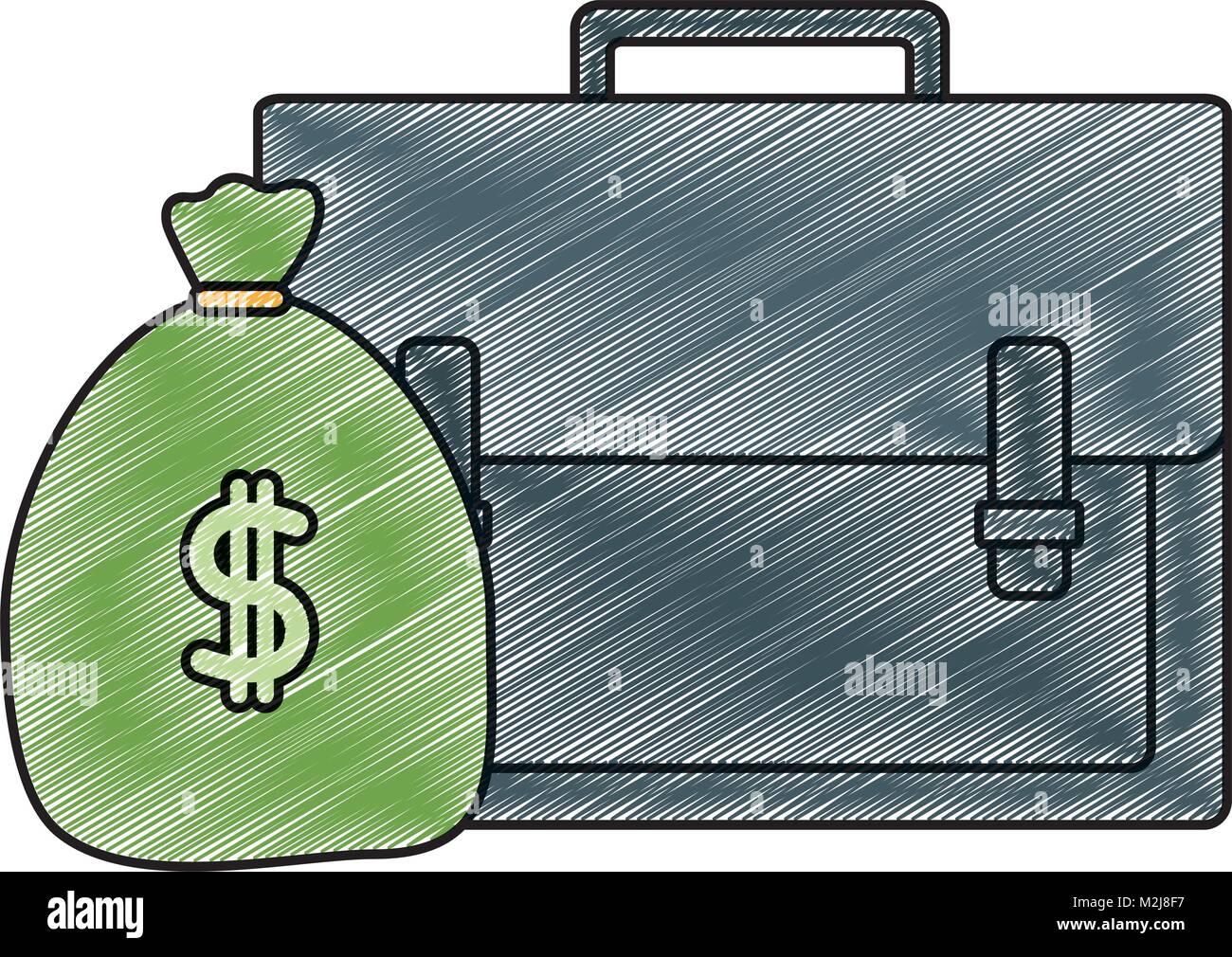grated business briefcase object with bag money Stock Vector Image ...