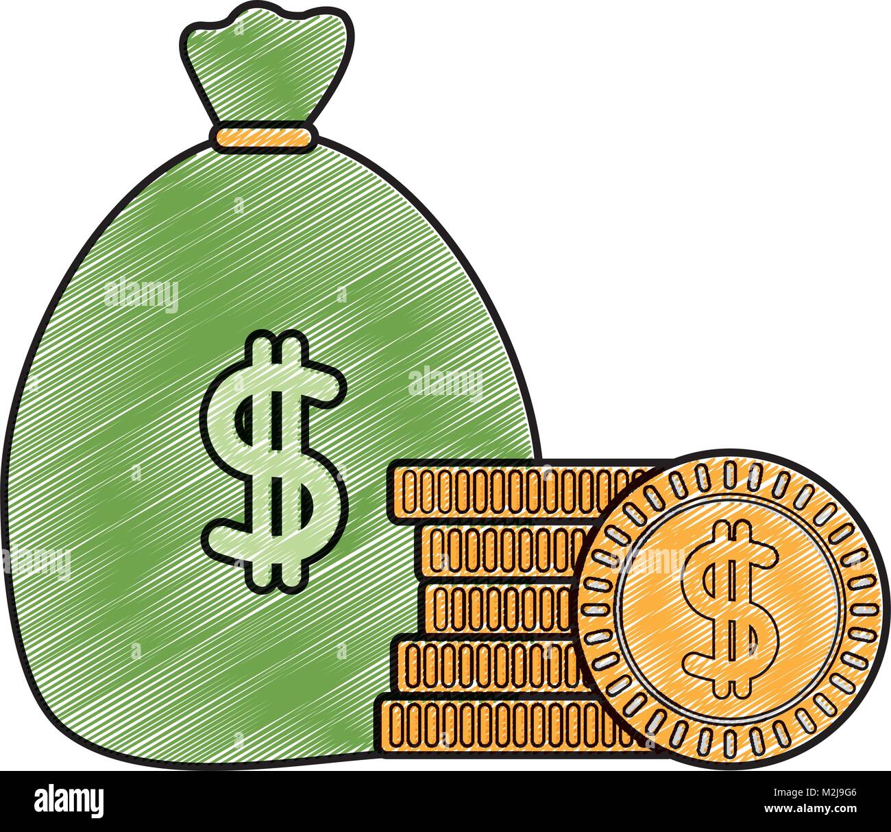 grated money inside bag with peso symbol and coins Stock Vector Image ...