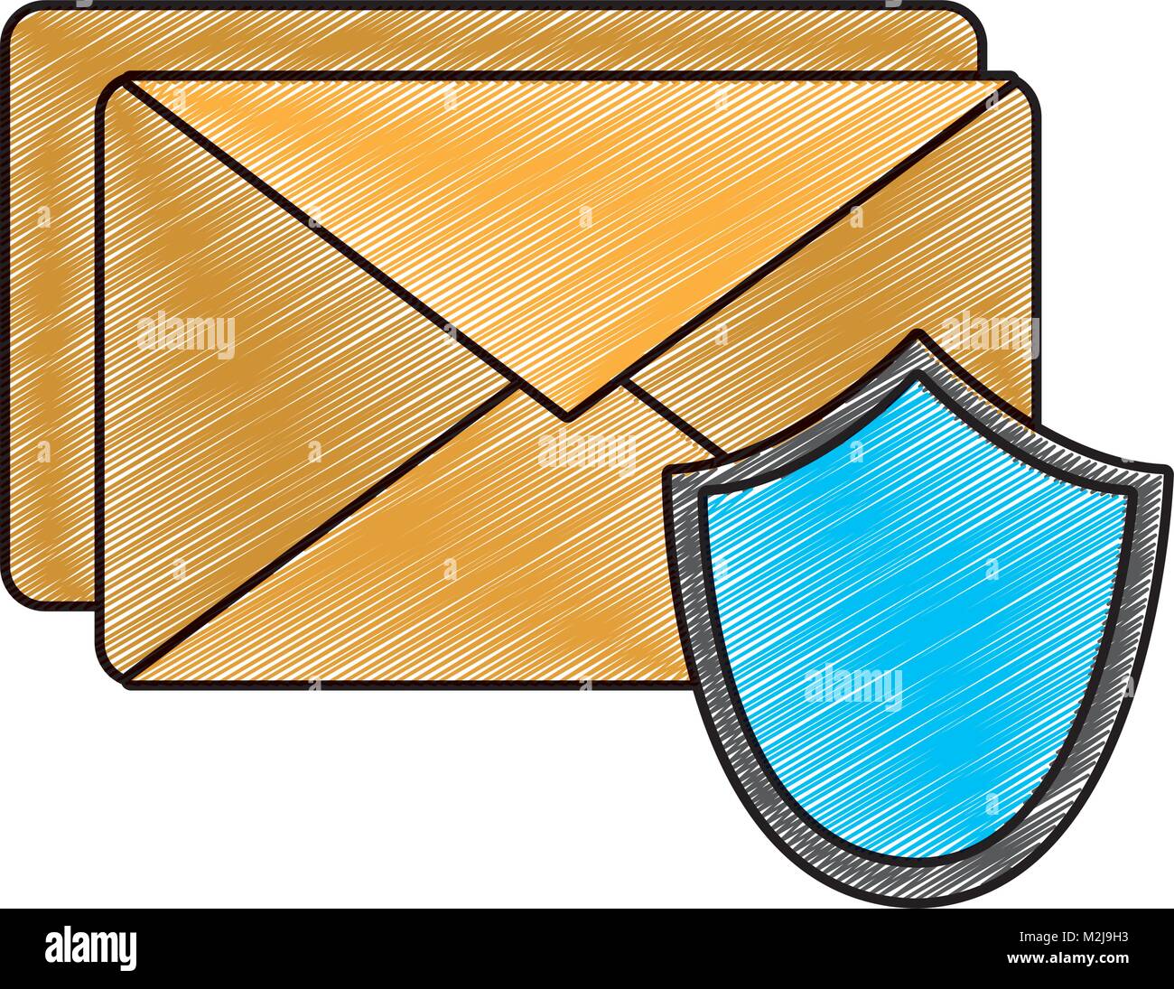grated e-mail letter message with security shield Stock Vector Image ...