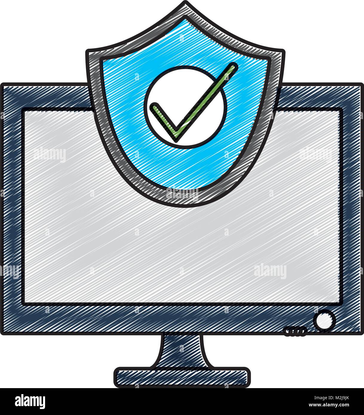 grated screen computer technology with security shield Stock Vector ...