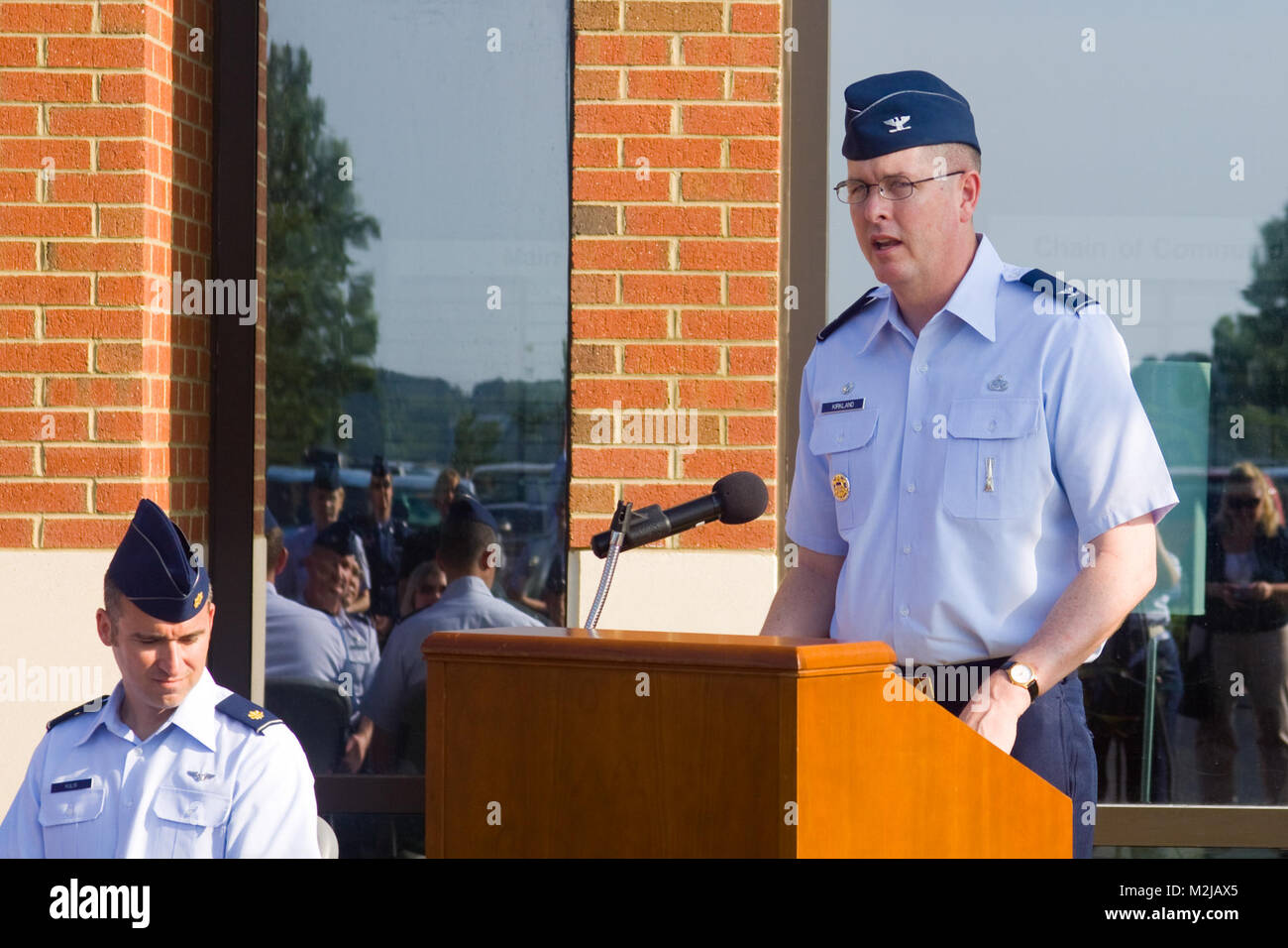 Col. Donald E. Kirkland, 633rd Air Base Wing commander, speaks at a ...