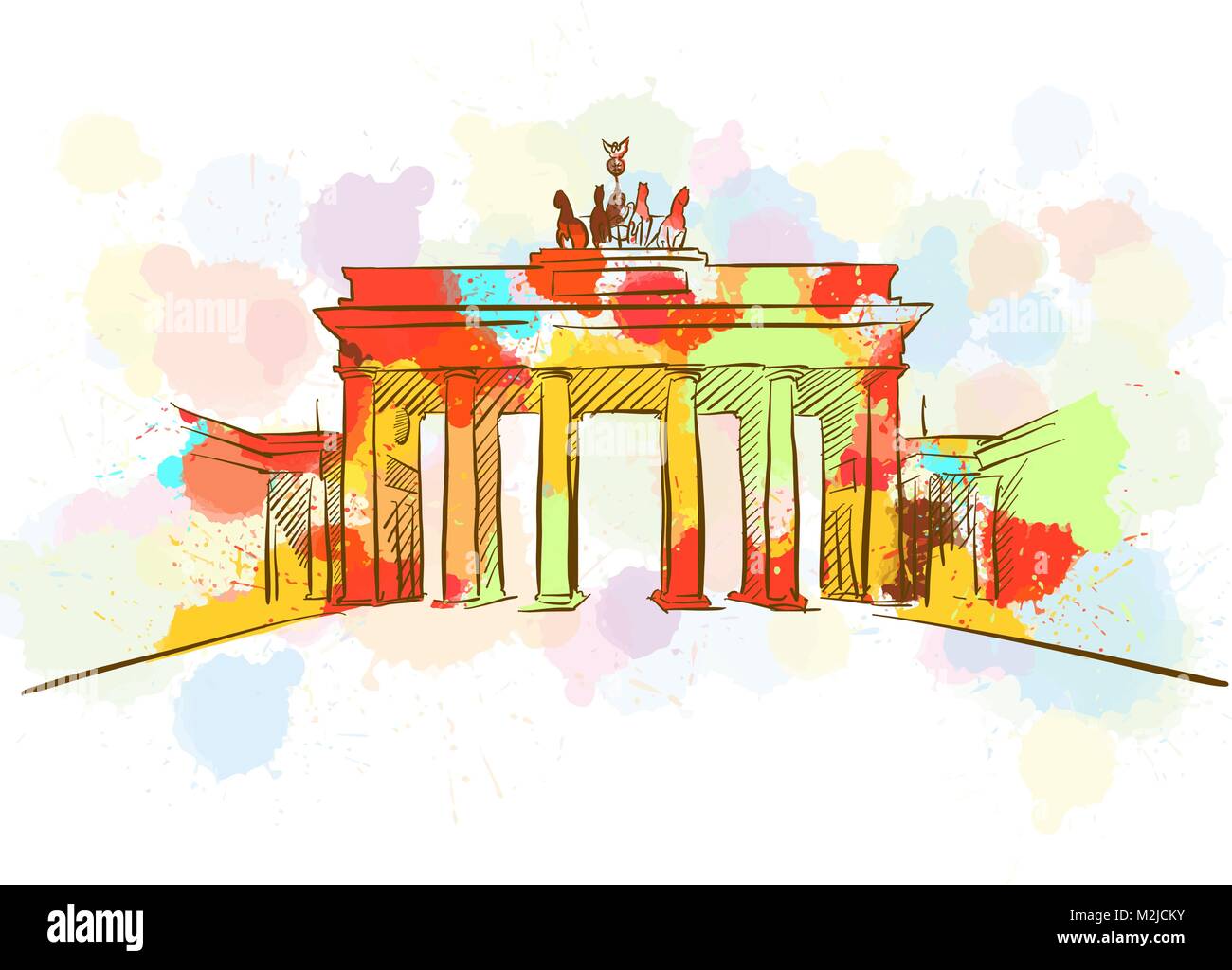 Colorful Brandenburg Gate Sketch. Hand Drawn Vector Illustration, Paint ...