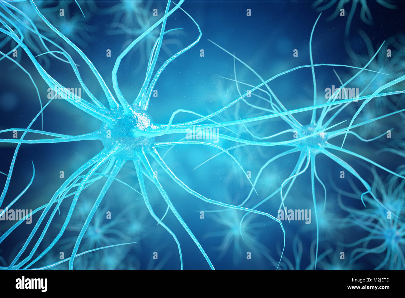 Conceptual illustration of neuron cells with glowing link knots ...