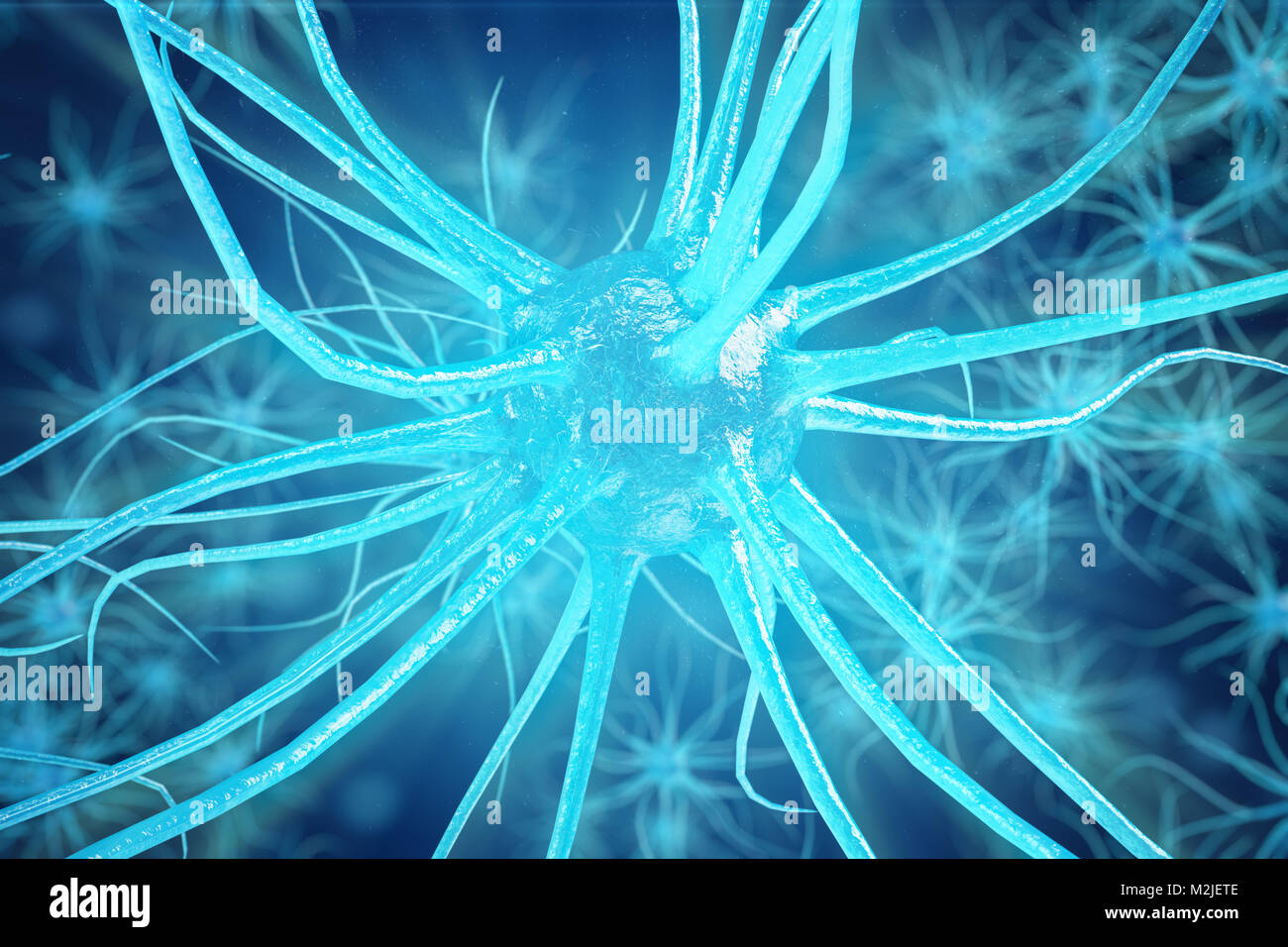 Conceptual illustration of neuron cells with glowing link knots ...