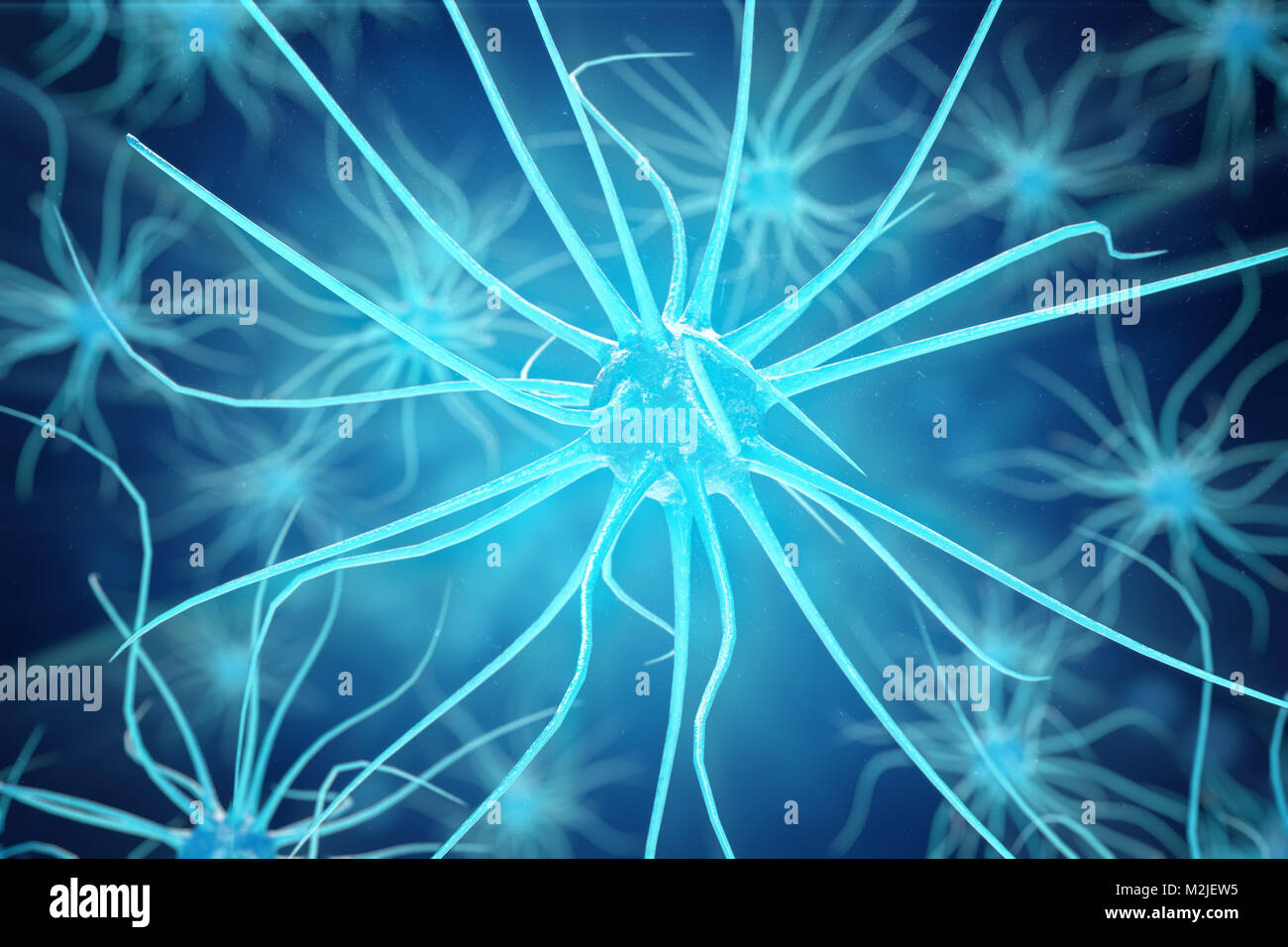 Conceptual illustration of neuron cells with glowing link knots ...