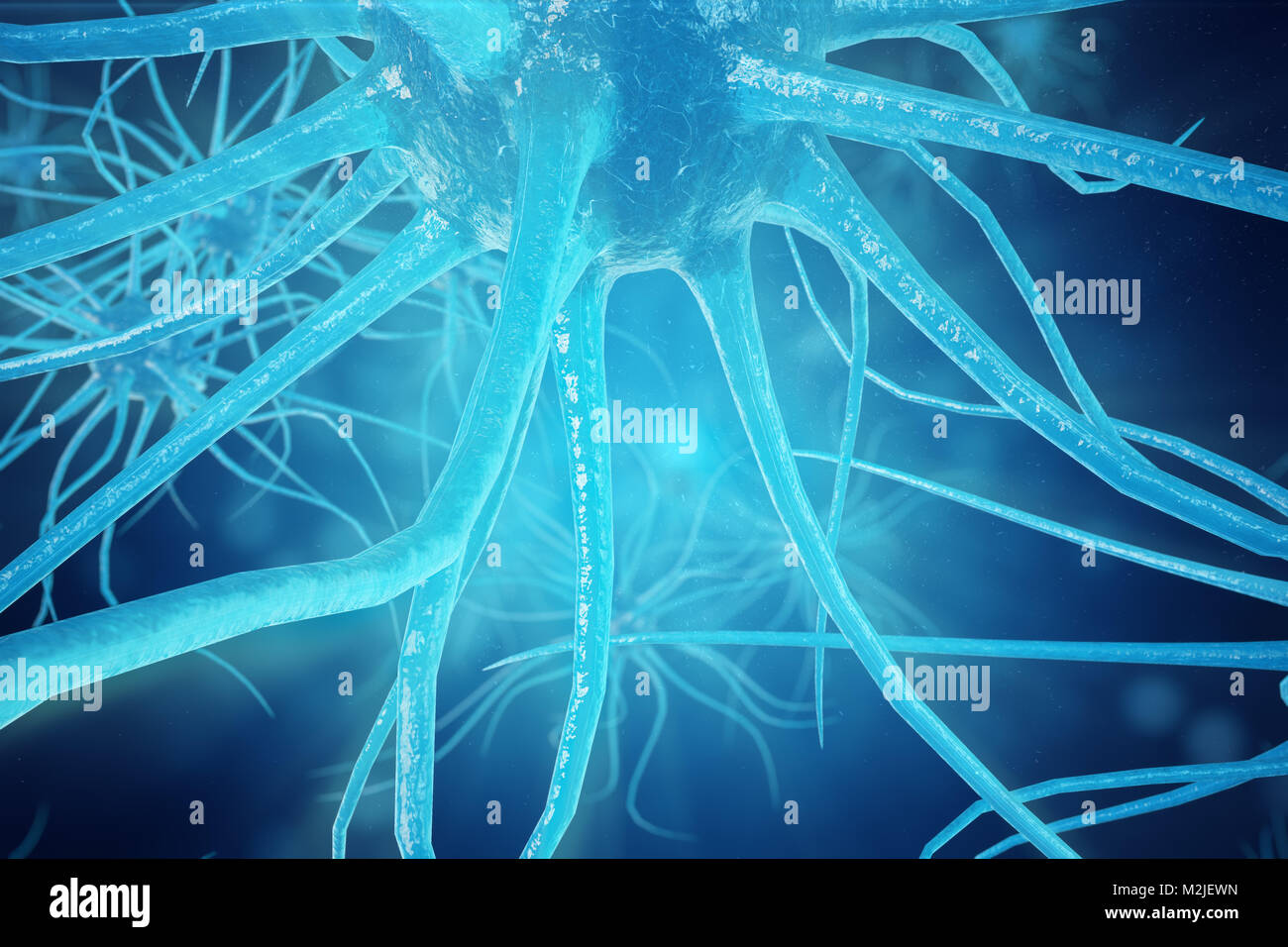 Conceptual illustration of neuron cells with glowing link knots ...