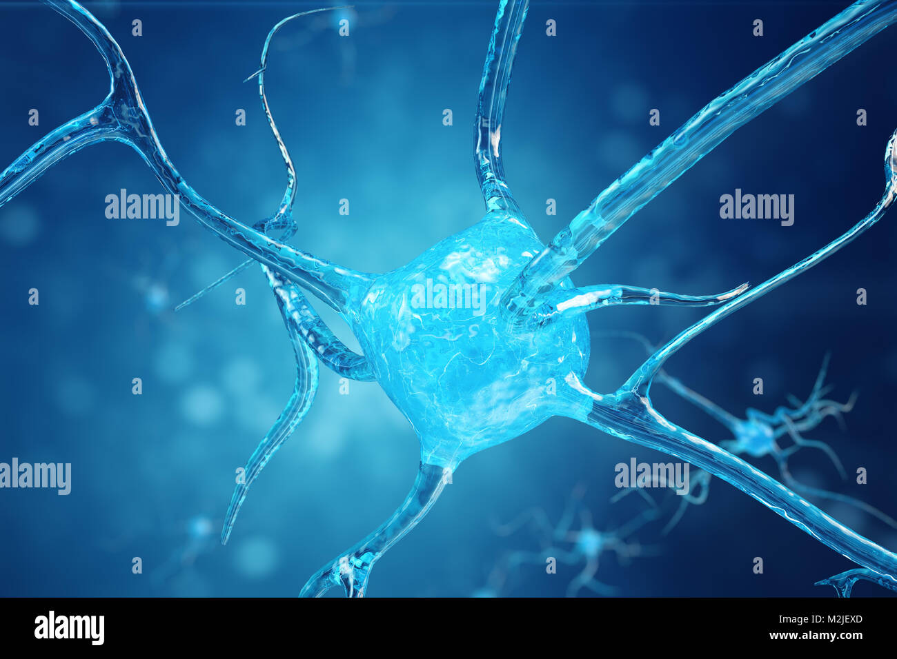Conceptual illustration of neuron cells with glowing link knots ...