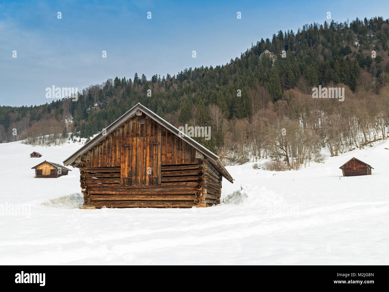 Cabin at Lake Geroldsee, Bavaria, Germany, in winter Stock Photo - Alamy