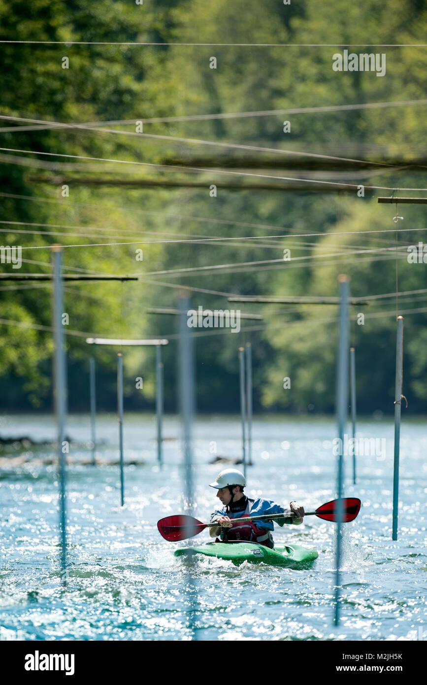 The canoe and kayak coach Ben Matthews on the River Wye near Symonds ...