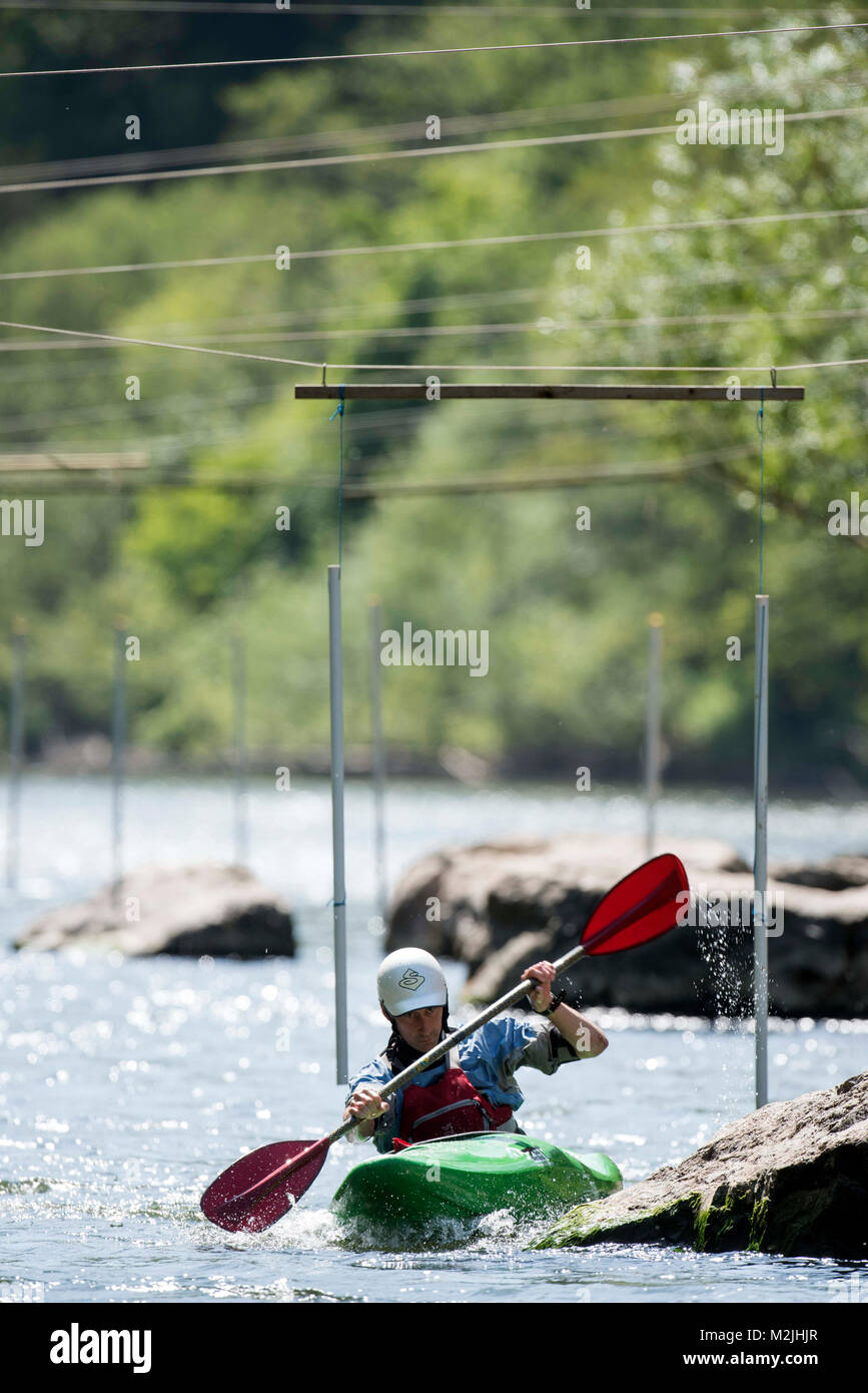 The canoe and kayak coach Ben Matthews on the River Wye near Symonds ...