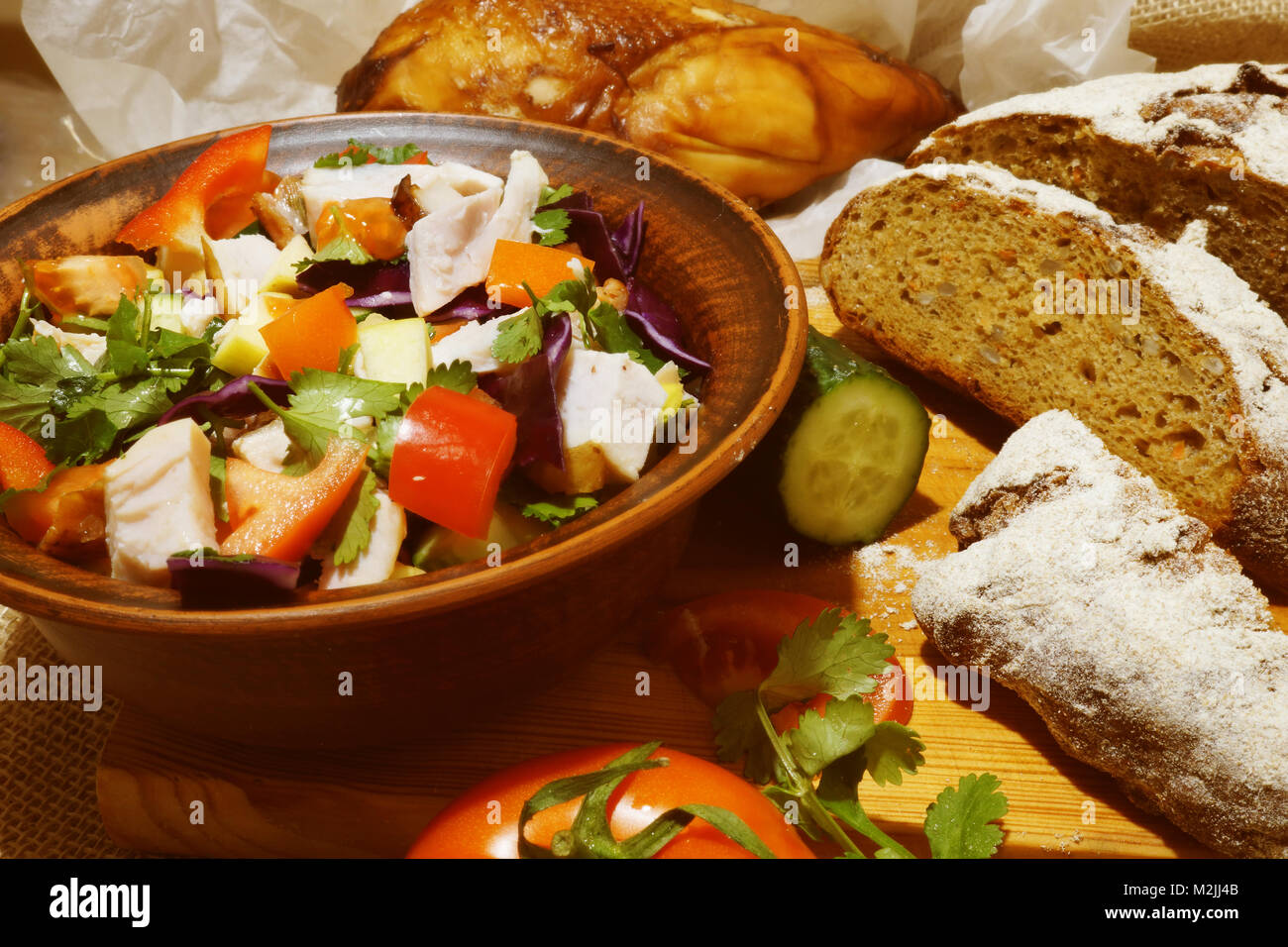 Rustic food. Healthy salad made from fresh vegetables Stock Photo - Alamy