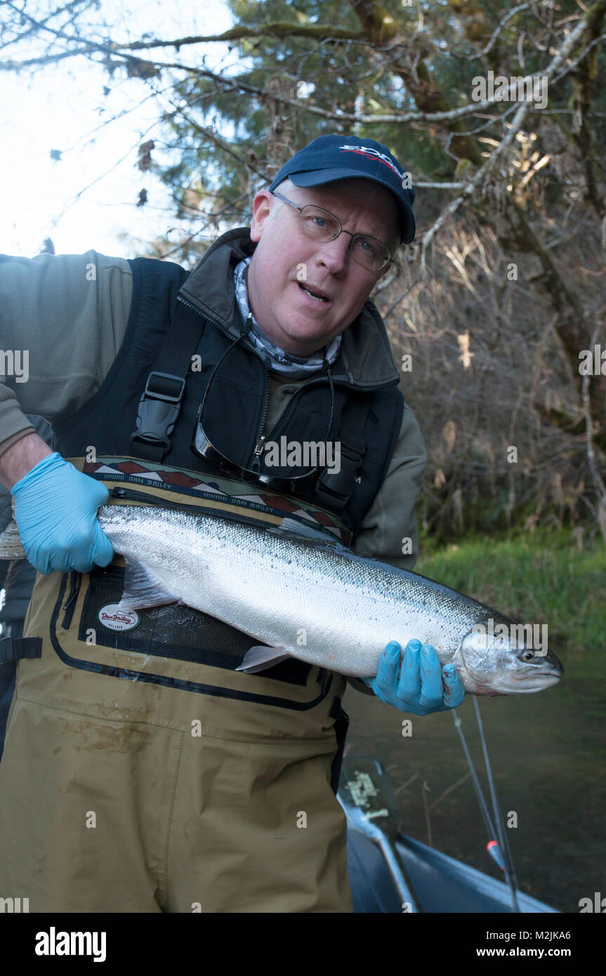 Steelhead trout fishing on the Silez River oil Oregon Stock Photo - Alamy