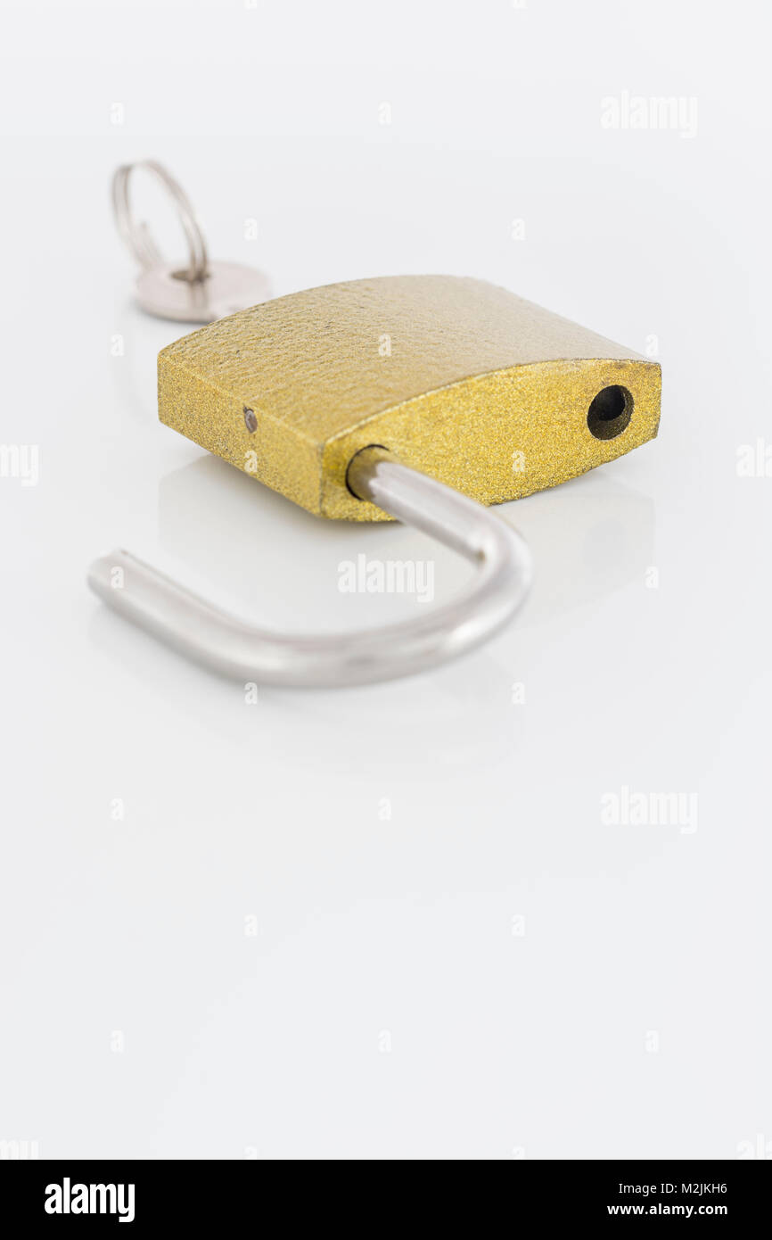 Small padlock on plain background - metaphor concept of data security ...