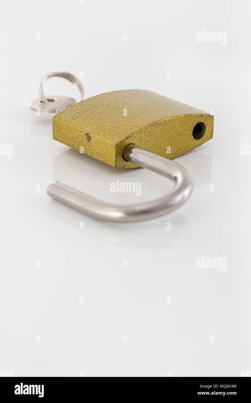 Small padlock on plain background - metaphor concept of data security ...