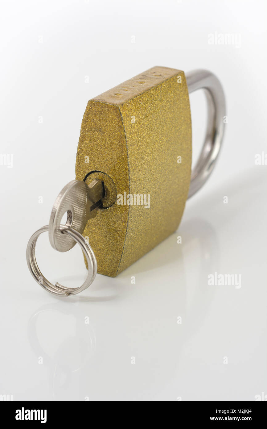 Small padlock on plain background. For concept of data security, email ...
