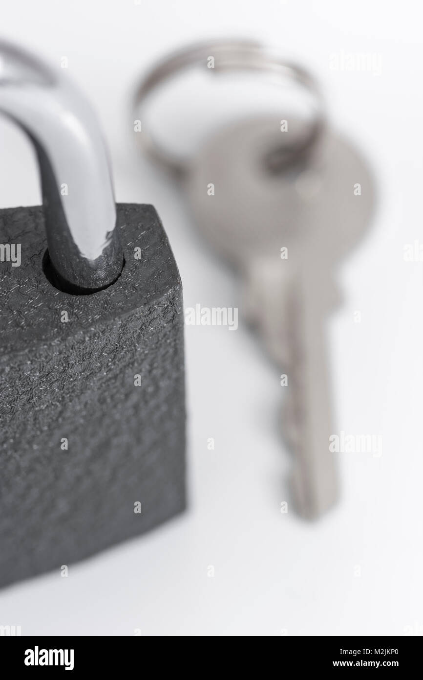 Small padlock on plain background. For concept of data security, email ...