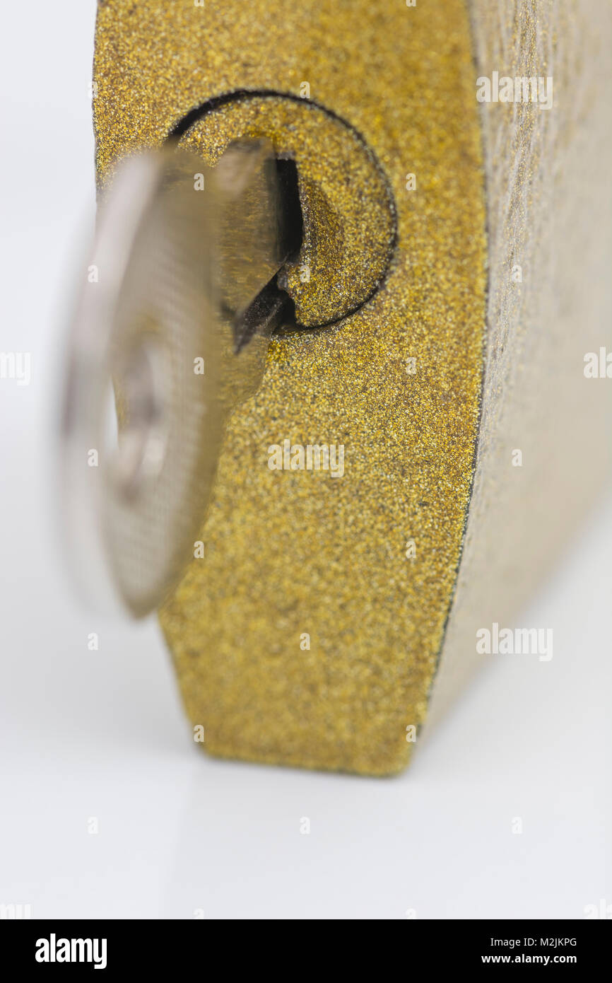 Small padlock on plain background. For concept of data security, email ...