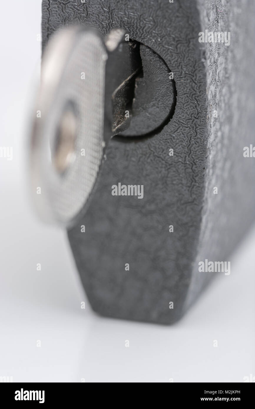 Small padlock on plain background. For concept of data security, email ...