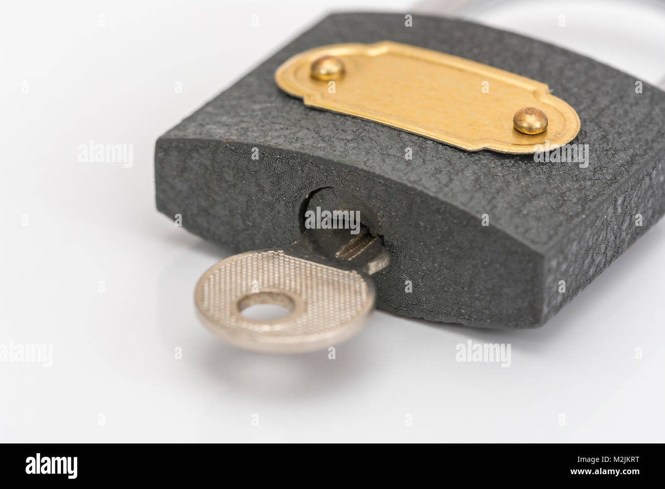 Small padlock on plain background. For concept of data security, email ...