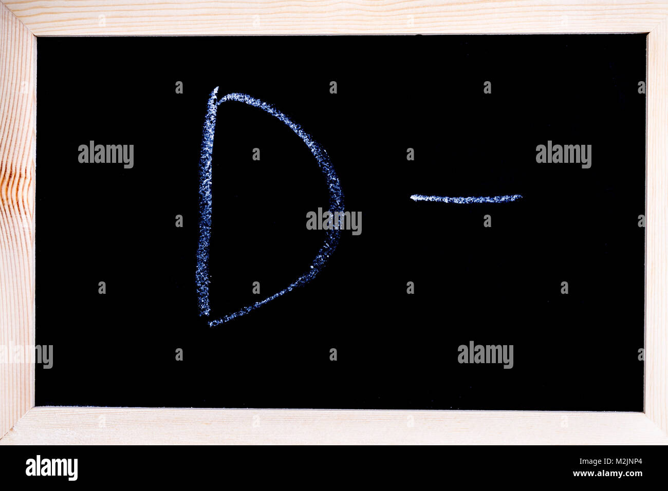 Blackboard with white chalk writing showing grade D Stock Photo - Alamy