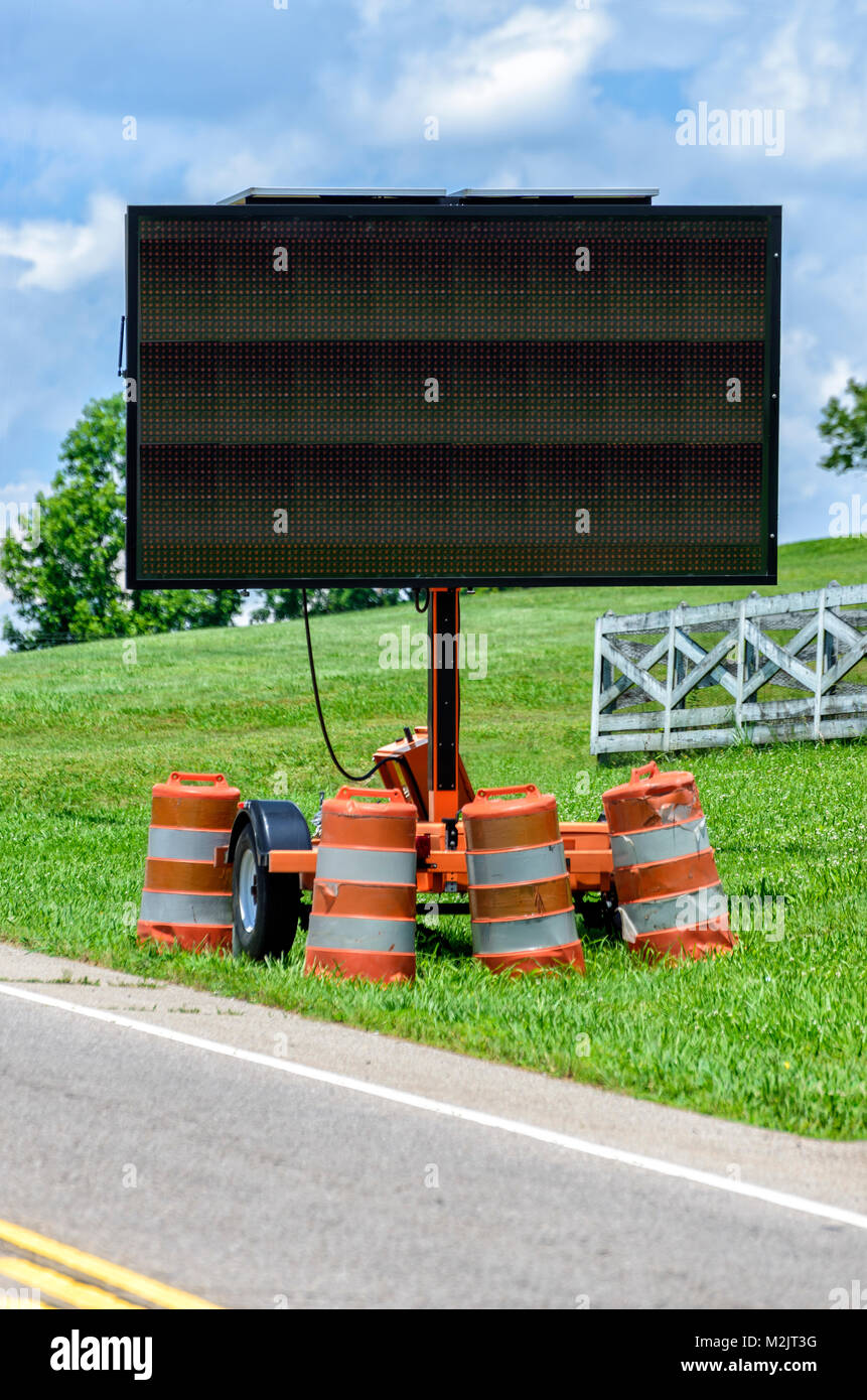 Vertical shot of a blank roadside electronic traffic control sign Stock ...