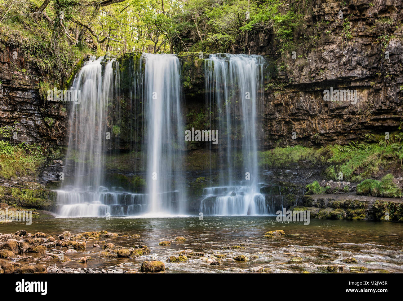 Waterfall Sgwd yr Eira situated in the Brecon Beacons South Wales England UK Stock Photo - Alamy