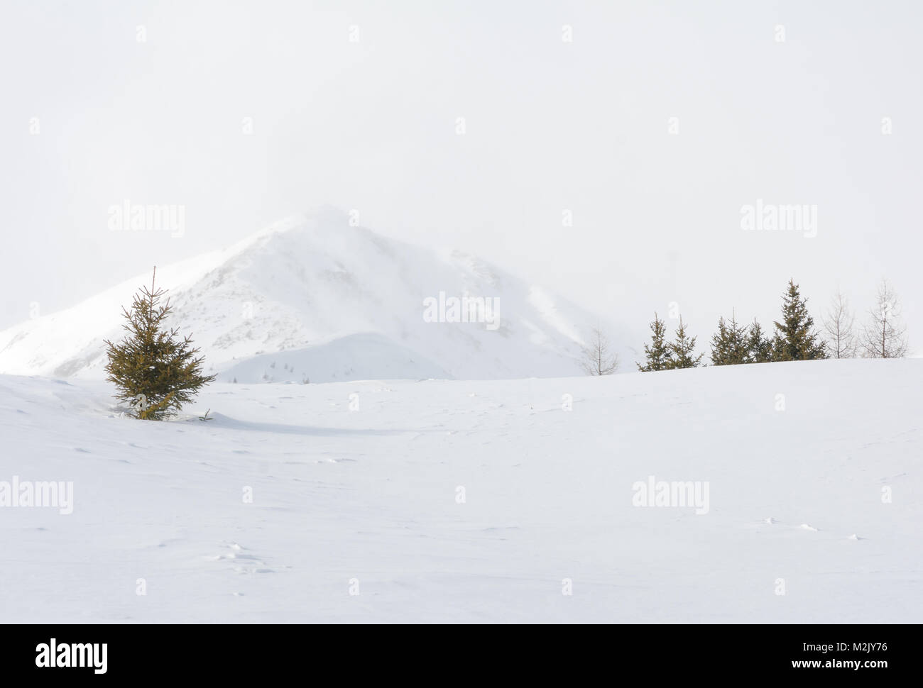 winter landscape in a mountain valley with snow Stock Photo - Alamy