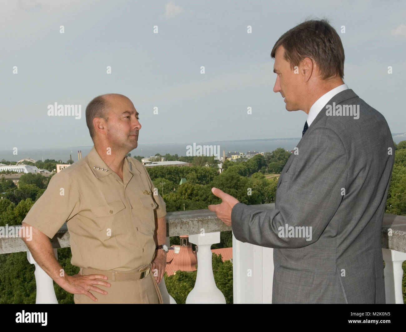 Admiral James G. Stavridis meets with Mr. Andrus Ansip, Prime Minister ...