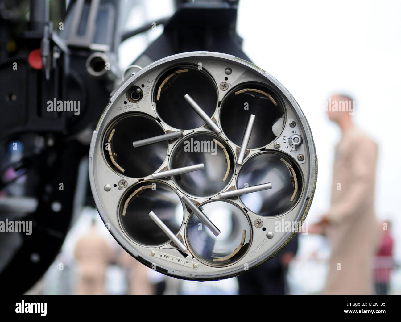 FARNBOROUGH, United Kingdom – Empty LAU Rocket Pods attached to the UH ...