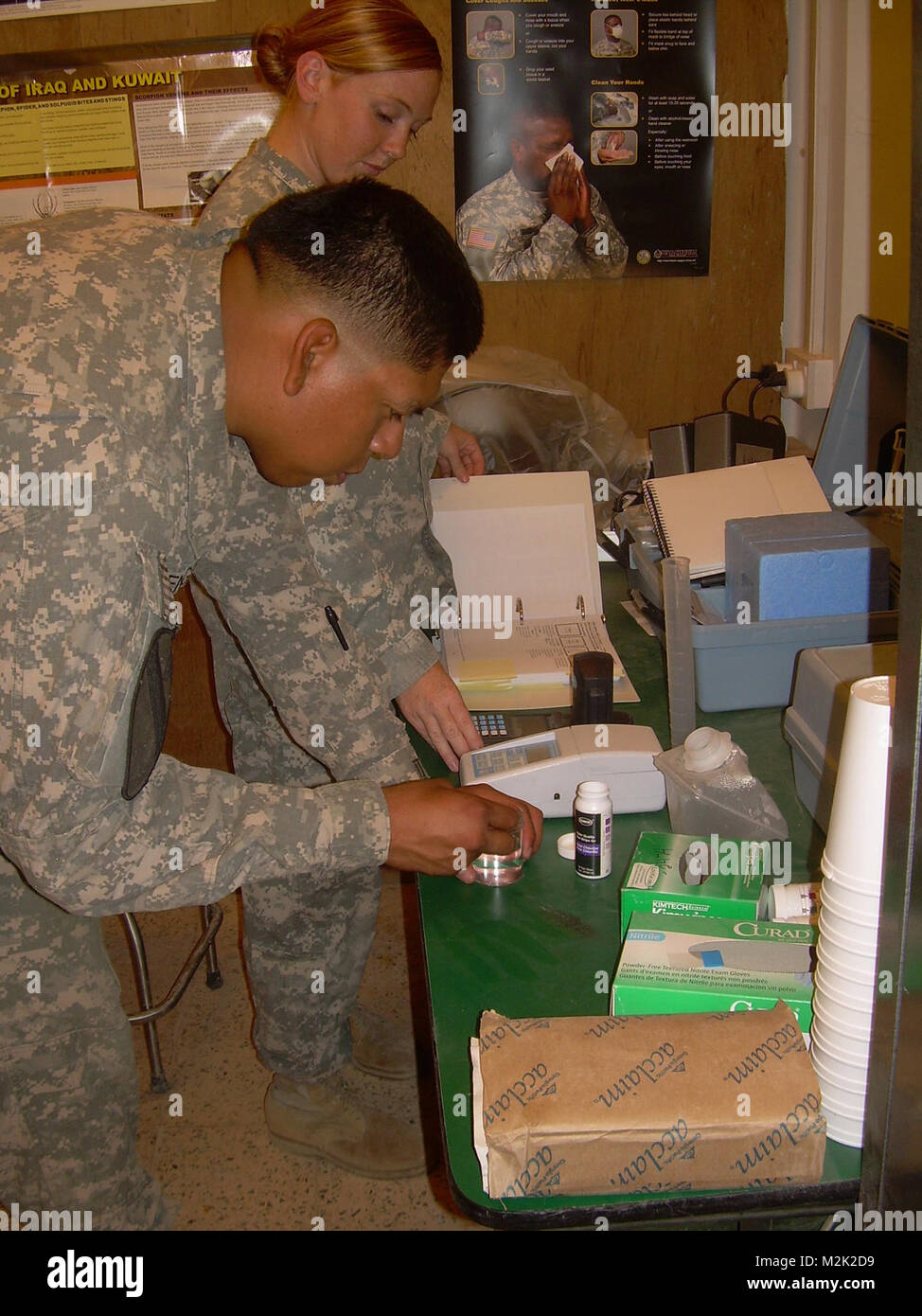 Soldiers analyze water sample.CONTINGENCY OPERATING BASE WARHORSE, Iraq ...